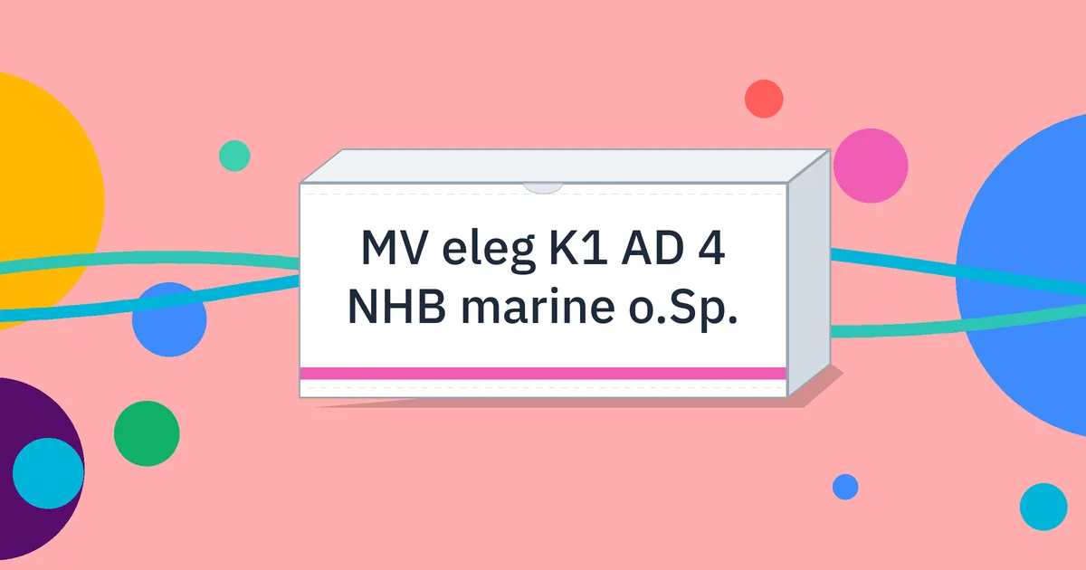 Symbolbild: Packung mit der Aufschrift MV eleg K1 AD 4 NHB marine o.Sp. (PZN 15675287) – Verfügbarkeit und Bezug in Apotheken in Frankfurt am Main