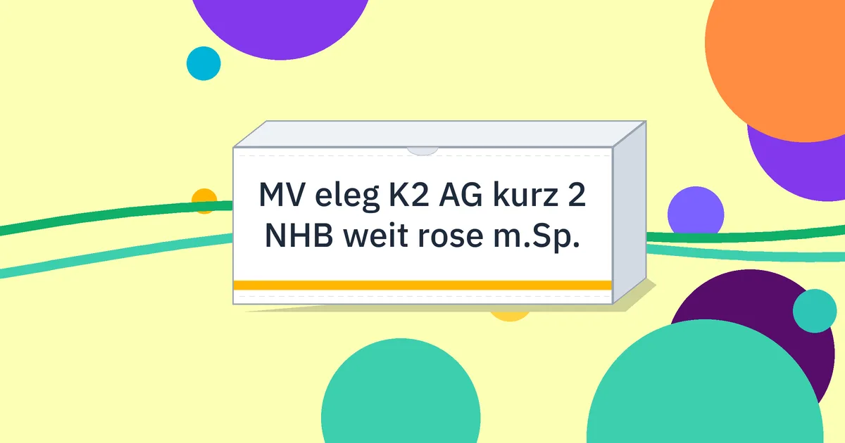Symbolbild: Packung mit der Aufschrift MV eleg K2 AG kurz 2 NHB weit rose m.Sp. (PZN 15714432) – Verfügbarkeit und Bezug in Apotheken in Frankfurt am Main