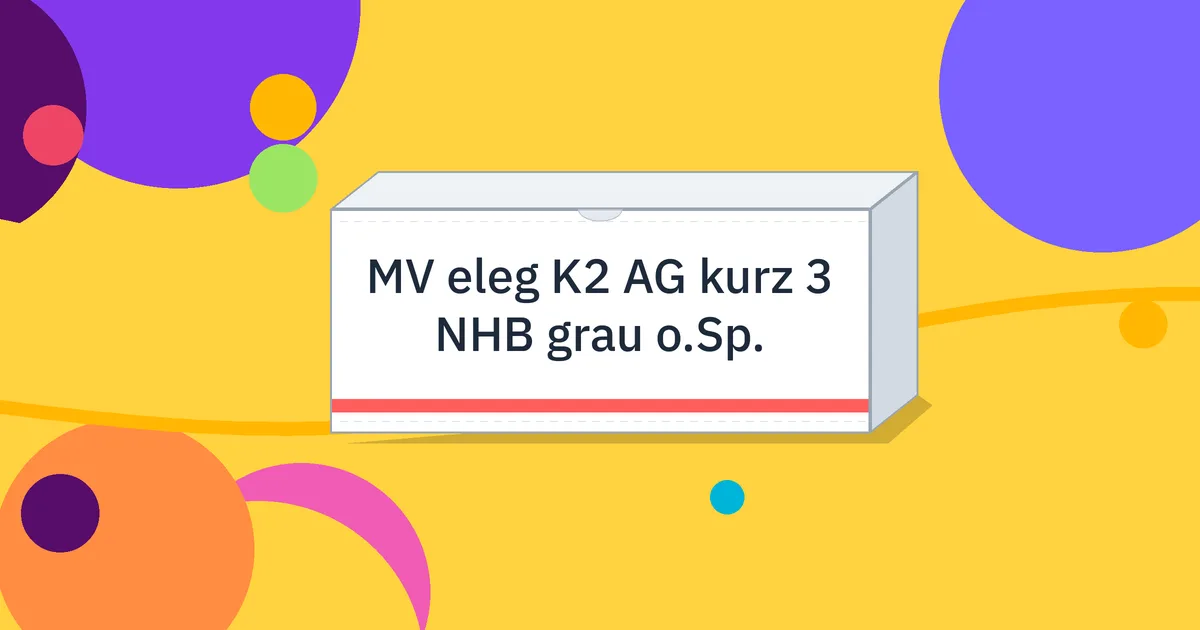 Symbolbild: Packung mit der Aufschrift MV eleg K2 AG kurz 3 NHB grau o.Sp. (PZN 18925313) – Verfügbarkeit und Bezug in Apotheken in Frankfurt am Main