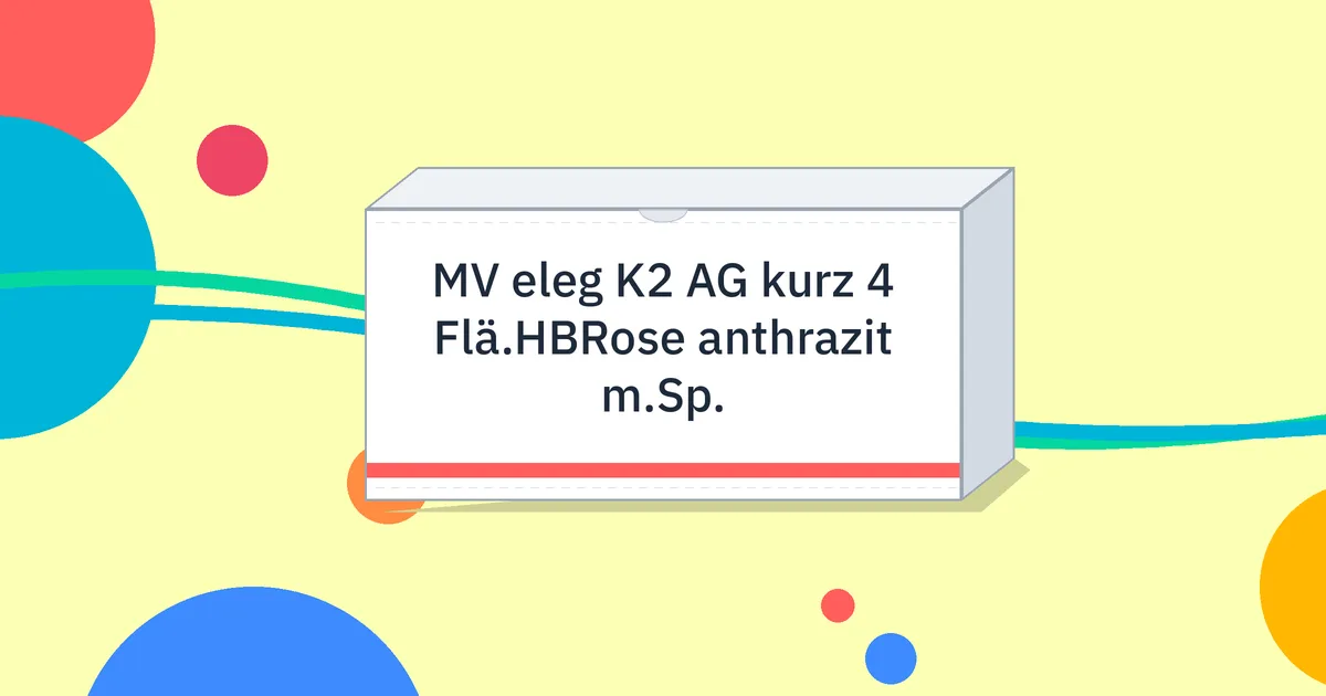 Symbolbild: Packung mit der Aufschrift MV eleg K2 AG kurz 4 Flä.HBRose anthrazit m.Sp. (PZN 15703523) – Verfügbarkeit und Bezug in Apotheken in Frankfurt am Main