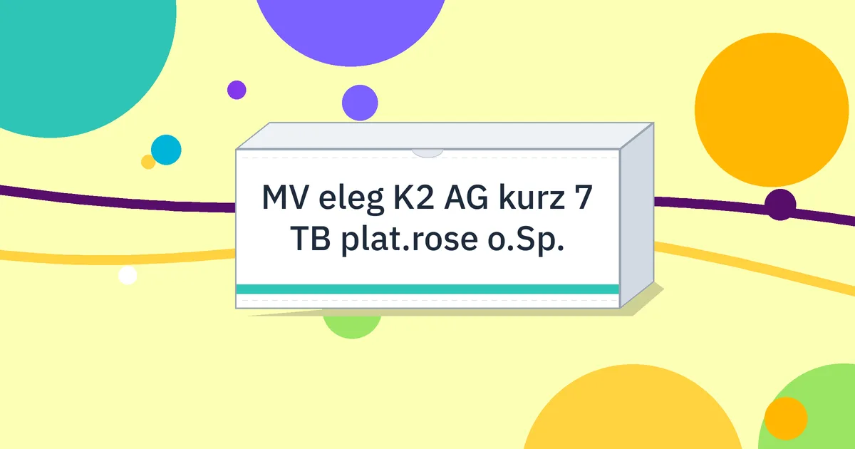 Symbolbild: Packung mit der Aufschrift MV eleg K2 AG kurz 7 TB plat.rose o.Sp. (PZN 14696376) – Verfügbarkeit und Bezug in Apotheken in Frankfurt am Main