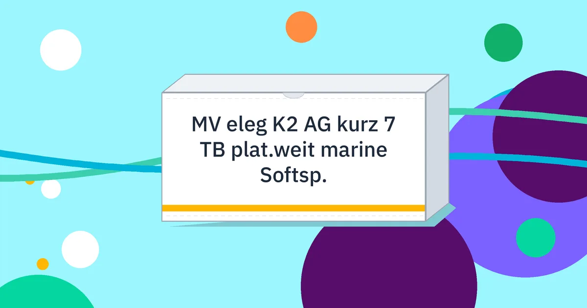 Symbolbild: Packung mit der Aufschrift MV eleg K2 AG kurz 7 TB plat.weit marine Softsp. (PZN 14605681) – Verfügbarkeit und Bezug in Apotheken in Frankfurt am Main