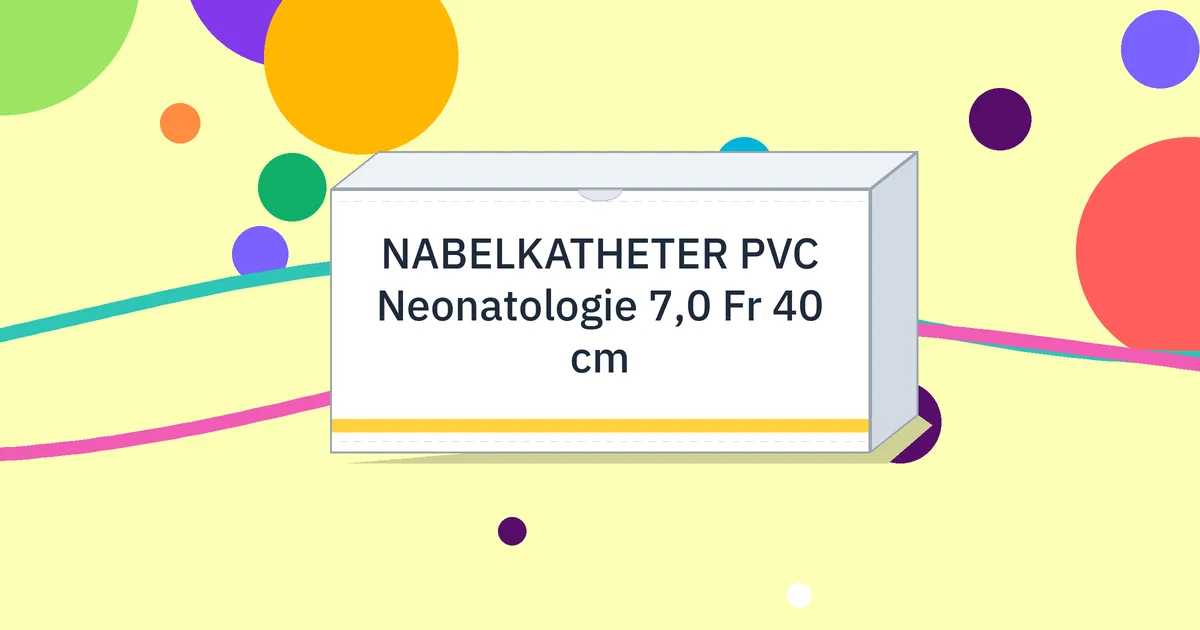 Symbolbild: Packung mit der Aufschrift NABELKATHETER PVC Neonatologie 7,0 Fr 40 cm (PZN 09380702) – Verfügbarkeit und Bezug in Apotheken in Frankfurt am Main