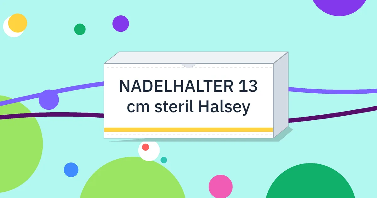Symbolbild: Packung mit der Aufschrift NADELHALTER 13 cm steril Halsey (PZN 17248046) – Verfügbarkeit und Bezug in Apotheken in Frankfurt am Main