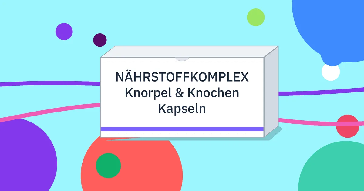 Symbolbild: Packung mit der Aufschrift NÄHRSTOFFKOMPLEX Knorpel & Knochen Kapseln (PZN 14056091) – Verfügbarkeit und Bezug in Apotheken in Frankfurt am Main