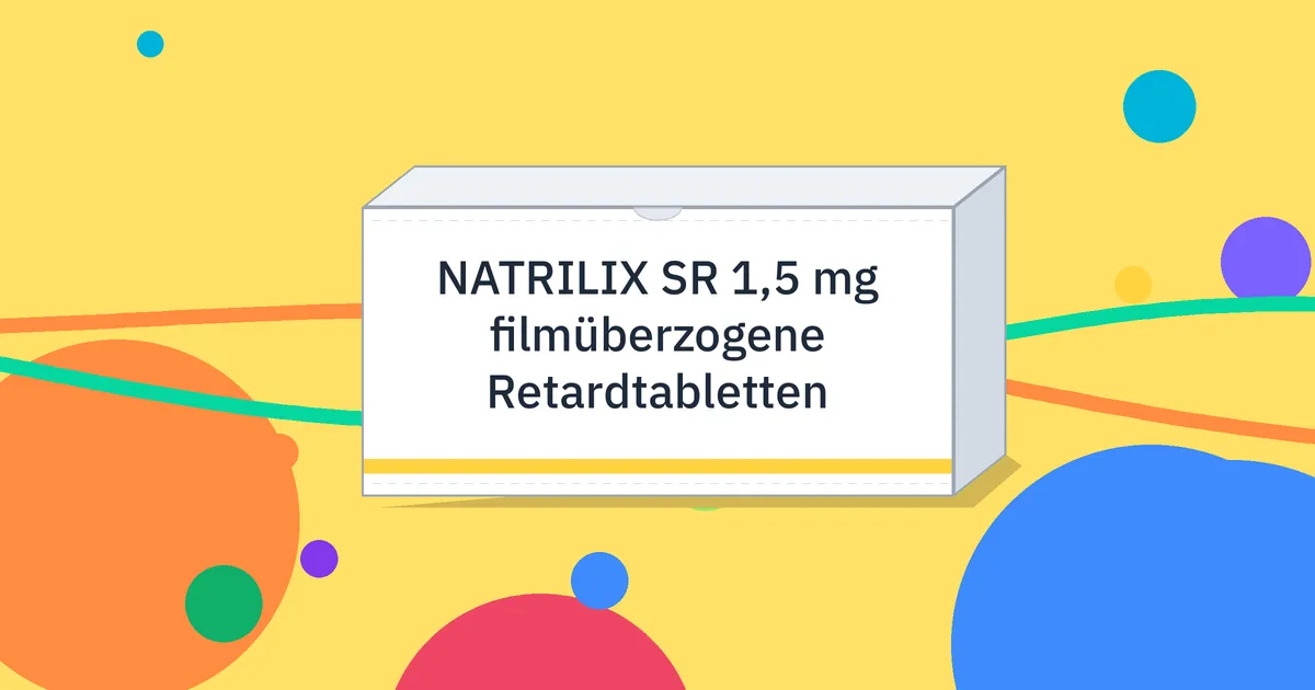 Symbolbild: Packung mit der Aufschrift NATRILIX SR 1,5 mg filmüberzogene Retardtabletten (PZN 18087763) – Verfügbarkeit und Bezug in Apotheken in Frankfurt am Main