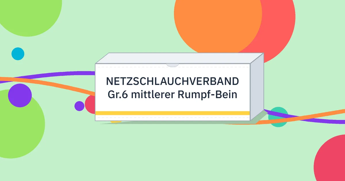 Symbolbild: Packung mit der Aufschrift NETZSCHLAUCHVERBAND Gr.6 mittlerer Rumpf-Bein (PZN 10351545) – Verfügbarkeit und Bezug in Apotheken in Frankfurt am Main