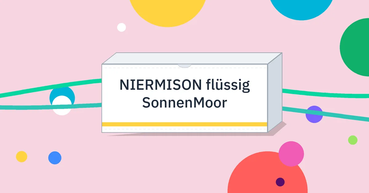 Symbolbild: Packung mit der Aufschrift NIERMISON flüssig SonnenMoor (PZN 03683850) – Verfügbarkeit und Bezug in Apotheken in Frankfurt am Main