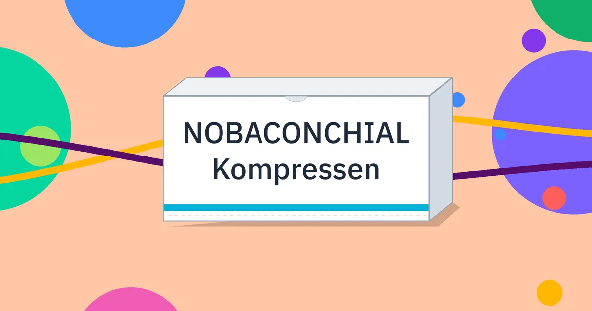 Symbolbild: Packung mit der Aufschrift NOBACONCHIAL Kompressen (PZN 08906533) – Verfügbarkeit und Bezug in Apotheken in Frankfurt am Main