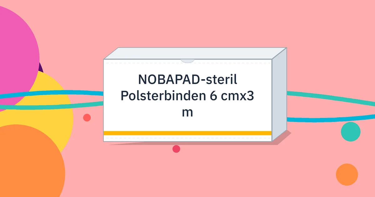 Symbolbild: Packung mit der Aufschrift NOBAPAD-steril Polsterbinden 6 cmx3 m (PZN 07197359) – Verfügbarkeit und Bezug in Apotheken in Frankfurt am Main