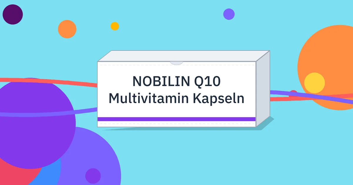 Symbolbild: Packung mit der Aufschrift NOBILIN Q10 Multivitamin Kapseln (PZN 07110772) – Verfügbarkeit und Bezug in Apotheken in Frankfurt am Main