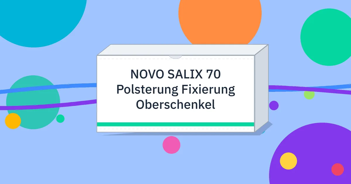 Symbolbild: Packung mit der Aufschrift NOVO SALIX 70 Polsterung Fixierung Oberschenkel (PZN 19407632) – Verfügbarkeit und Bezug in Apotheken in Frankfurt am Main