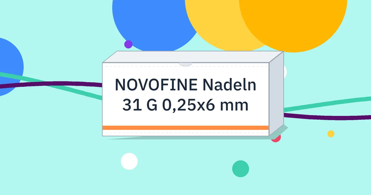 Symbolbild: Packung mit der Aufschrift NOVOFINE Nadeln 31 G 0,25x6 mm (PZN 20543843) – Verfügbarkeit und Bezug in Apotheken in Frankfurt am Main