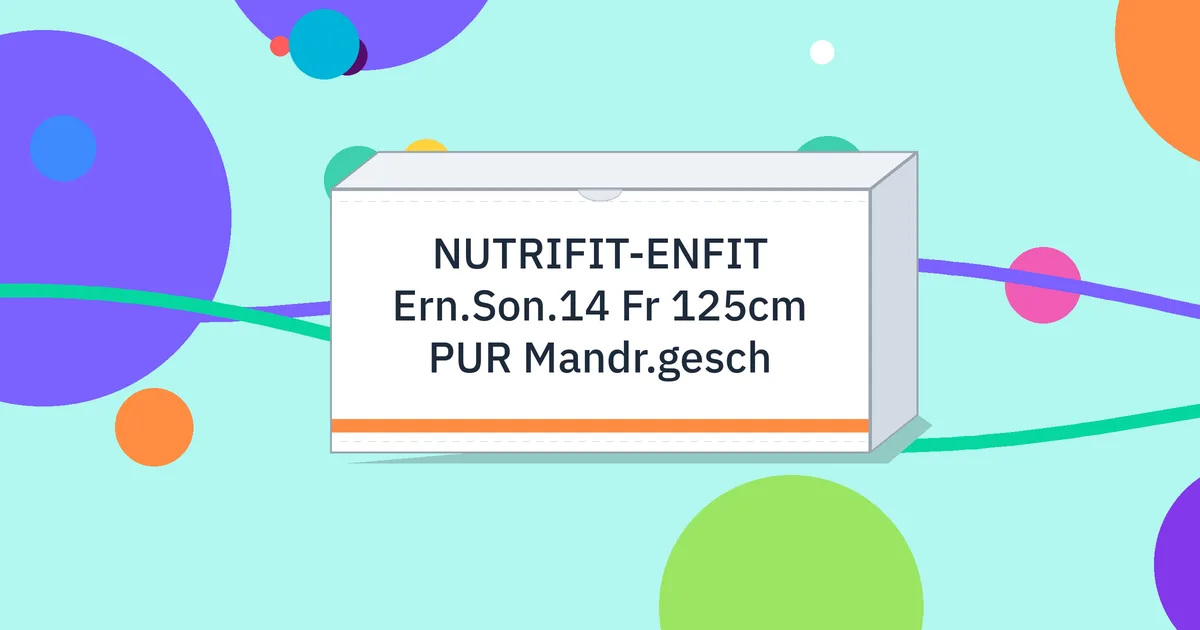 Symbolbild: Packung mit der Aufschrift NUTRIFIT-ENFIT Ern.Son.14 Fr 125cm PUR Mandr.gesch (PZN 14174198) – Verfügbarkeit und Bezug in Apotheken in Frankfurt am Main