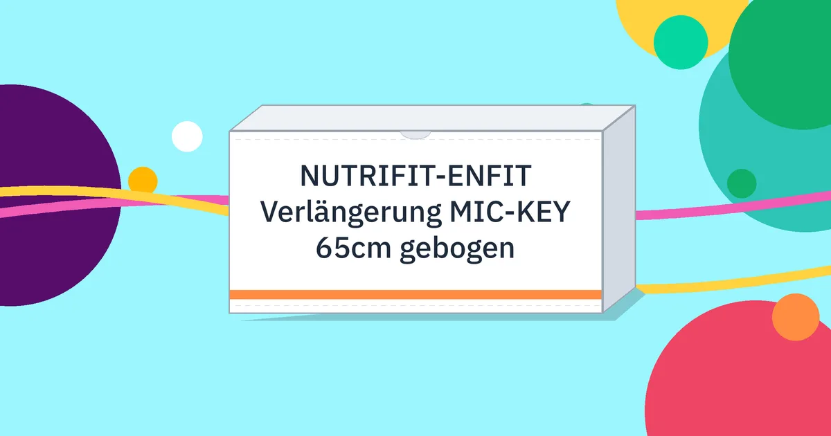 Symbolbild: Packung mit der Aufschrift NUTRIFIT-ENFIT Verlängerung MIC-KEY 65cm gebogen (PZN 14174666) – Verfügbarkeit und Bezug in Apotheken in Frankfurt am Main
