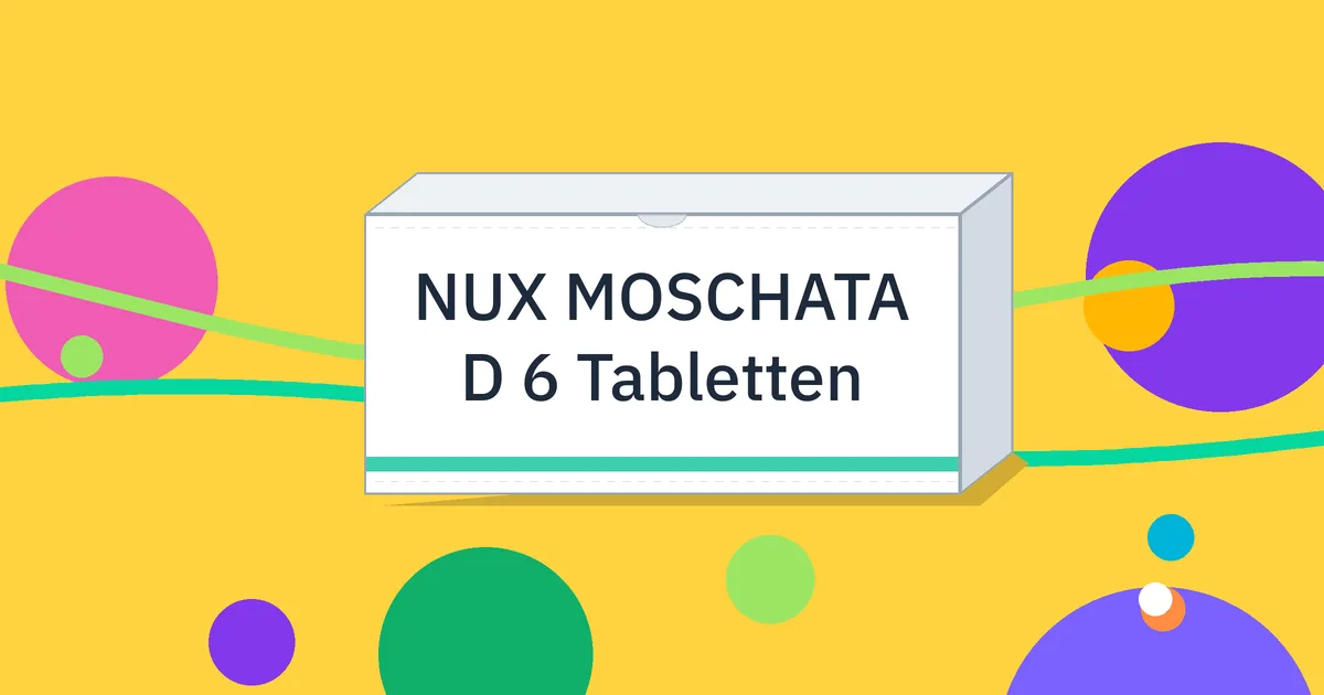 Symbolbild: Packung mit der Aufschrift NUX MOSCHATA D 6 Tabletten (PZN 07175642) – Verfügbarkeit und Bezug in Apotheken in Frankfurt am Main