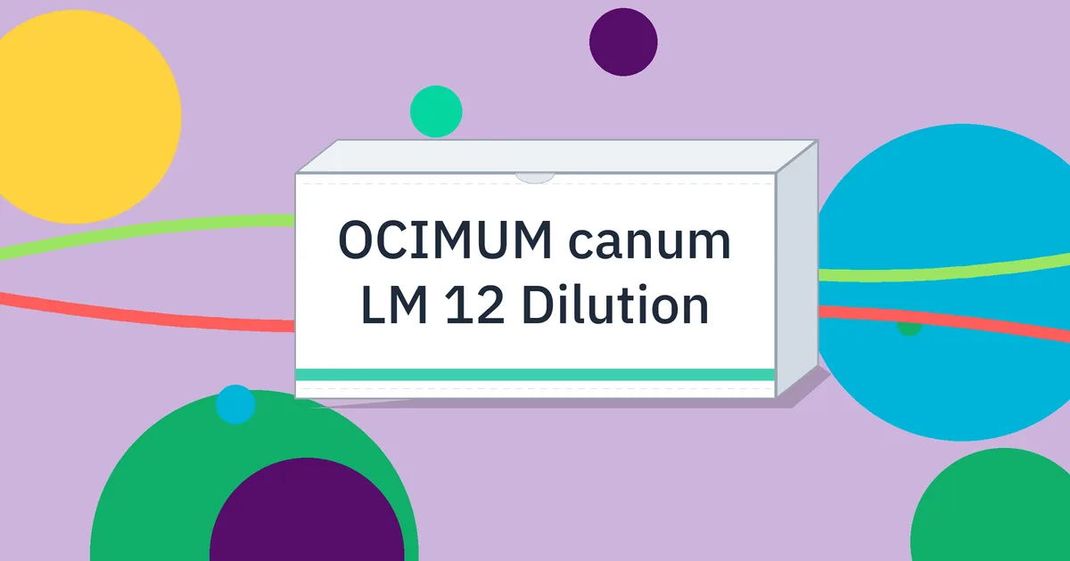 Symbolbild: Packung mit der Aufschrift OCIMUM canum LM 12 Dilution (PZN 13621867) – Verfügbarkeit und Bezug in Apotheken in Frankfurt am Main
