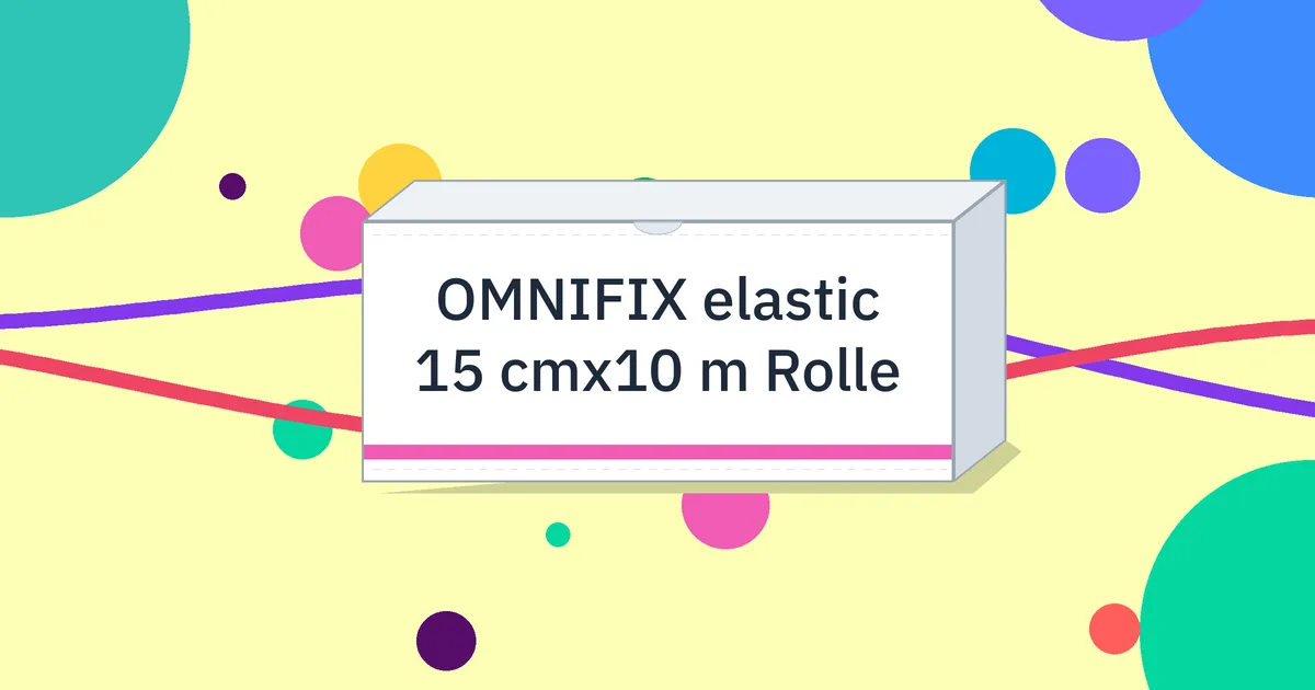 Symbolbild: Packung mit der Aufschrift OMNIFIX elastic 15 cmx10 m Rolle (PZN 17452522) – Verfügbarkeit und Bezug in Apotheken in Frankfurt am Main