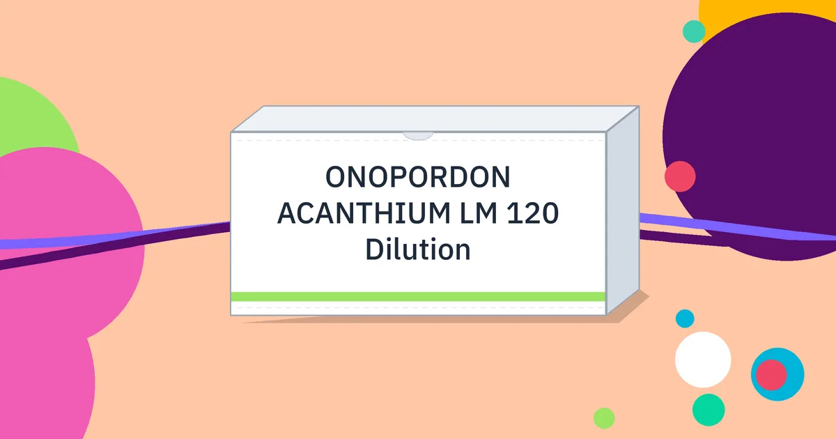 Symbolbild: Packung mit der Aufschrift ONOPORDON ACANTHIUM LM 120 Dilution (PZN 13626480) – Verfügbarkeit und Bezug in Apotheken in Frankfurt am Main