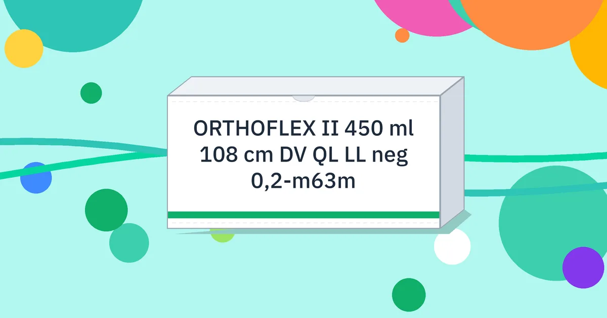 Symbolbild: Packung mit der Aufschrift ORTHOFLEX II 450 ml 108 cm DV QL LL neg 0,2-m63m (PZN 17485645) – Verfügbarkeit und Bezug in Apotheken in Frankfurt am Main