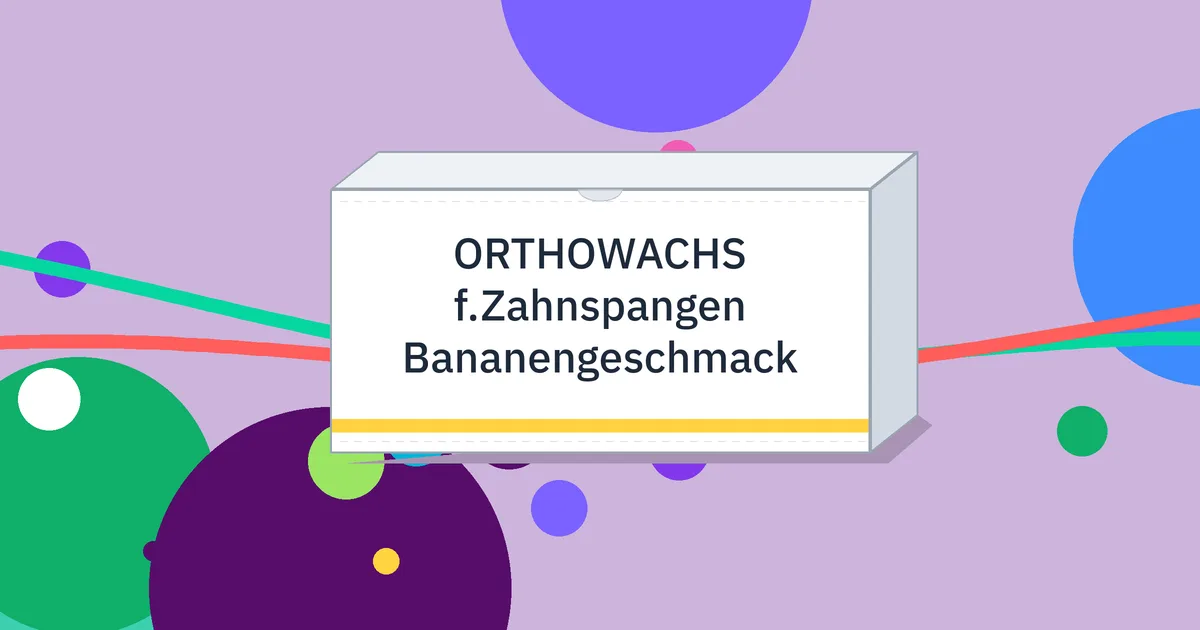 Symbolbild: Packung mit der Aufschrift ORTHOWACHS f.Zahnspangen Bananengeschmack (PZN 16152841) – Verfügbarkeit und Bezug in Apotheken in Frankfurt am Main