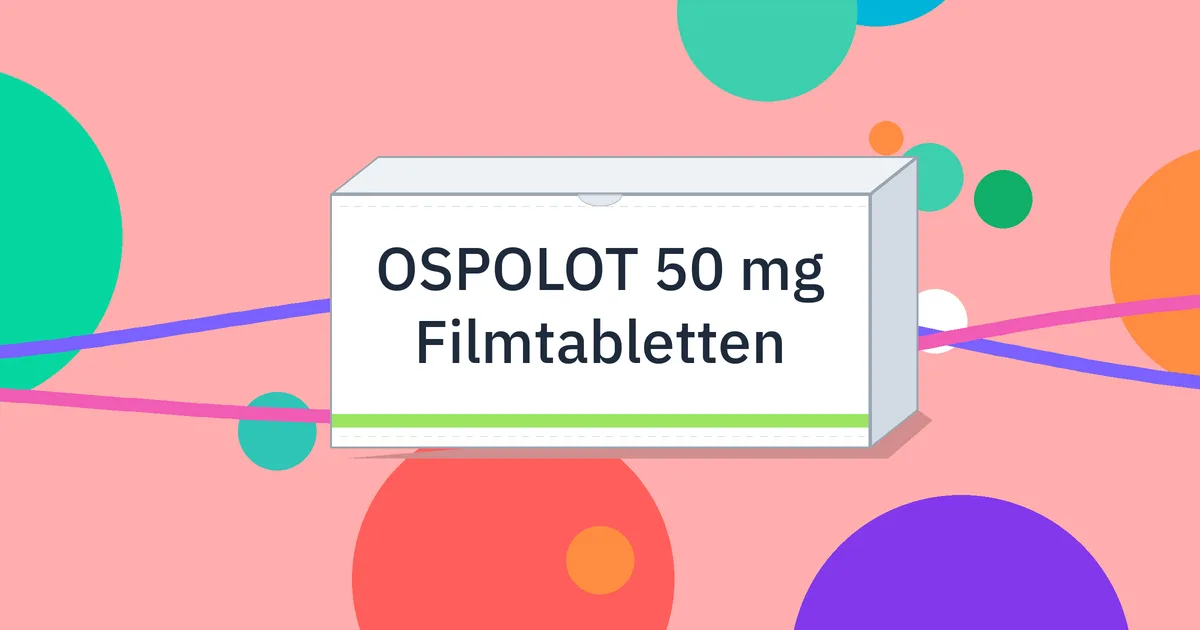 Symbolbild: Packung mit der Aufschrift OSPOLOT 50 mg Filmtabletten (PZN 08767020) – Verfügbarkeit und Bezug in Apotheken in Frankfurt am Main