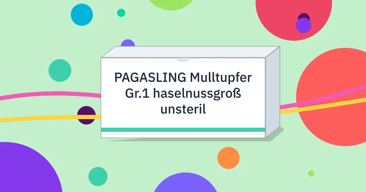 Symbolbild: Packung mit der Aufschrift PAGASLING Mulltupfer Gr.1 haselnussgroß unsteril (PZN 16327571) – Verfügbarkeit und Bezug in Apotheken in Frankfurt am Main