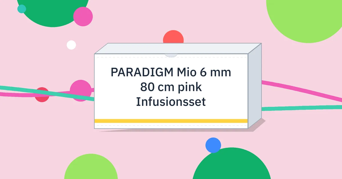 Symbolbild: Packung mit der Aufschrift PARADIGM Mio 6 mm 80 cm pink Infusionsset (PZN 05458695) – Verfügbarkeit und Bezug in Apotheken in Frankfurt am Main
