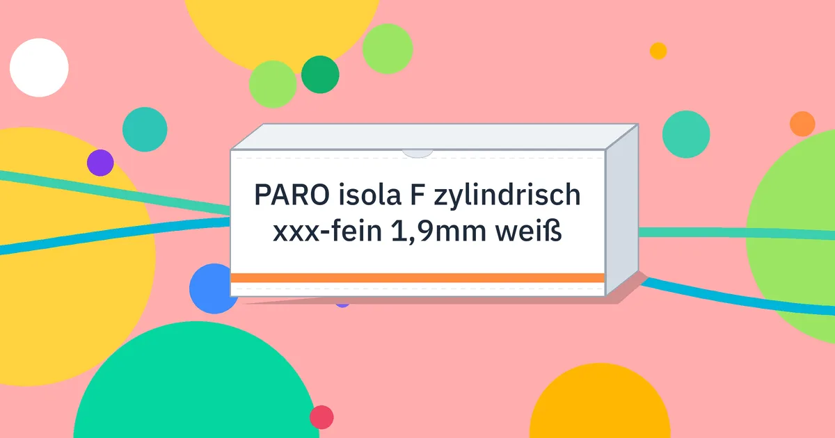 Symbolbild: Packung mit der Aufschrift PARO isola F zylindrisch xxx-fein 1,9mm weiß (PZN 17372929) – Verfügbarkeit und Bezug in Apotheken in Frankfurt am Main