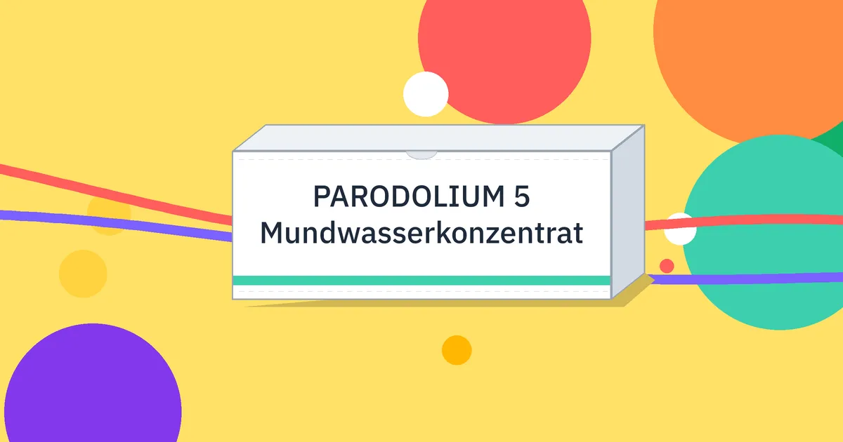 Symbolbild: Packung mit der Aufschrift PARODOLIUM 5 Mundwasserkonzentrat (PZN 10110586) – Verfügbarkeit und Bezug in Apotheken in Frankfurt am Main