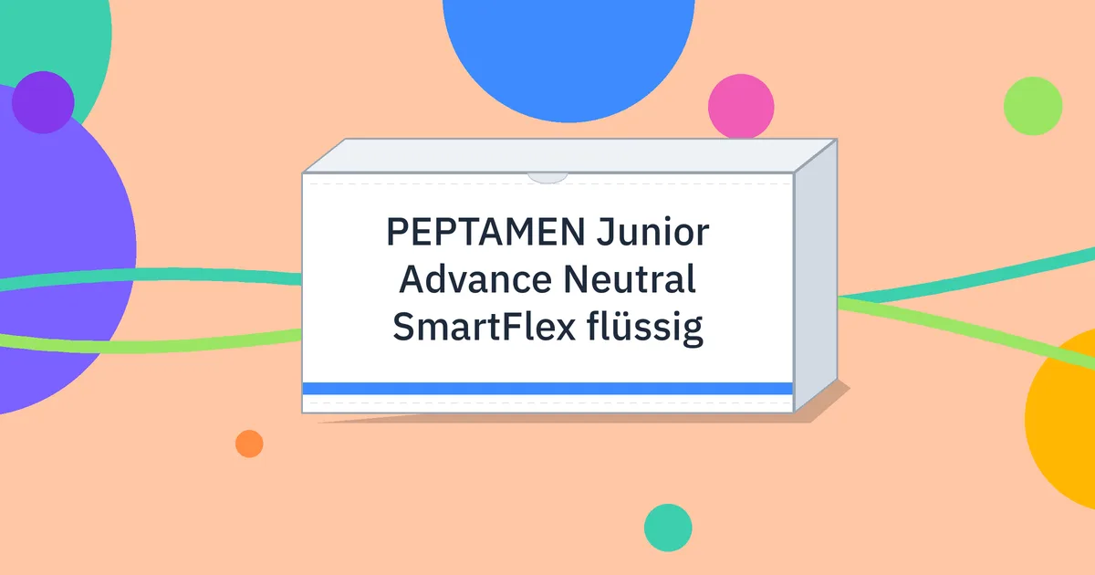 Symbolbild: Packung mit der Aufschrift PEPTAMEN Junior Advance Neutral SmartFlex flüssig (PZN 09257812) – Verfügbarkeit und Bezug in Apotheken in Frankfurt am Main