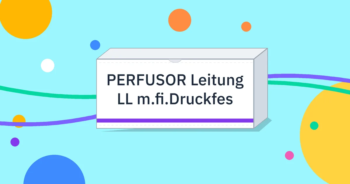 Symbolbild: Packung mit der Aufschrift PERFUSOR Leitung LL m.fi.Druckfes (PZN 06100530) – Verfügbarkeit und Bezug in Apotheken in Frankfurt am Main