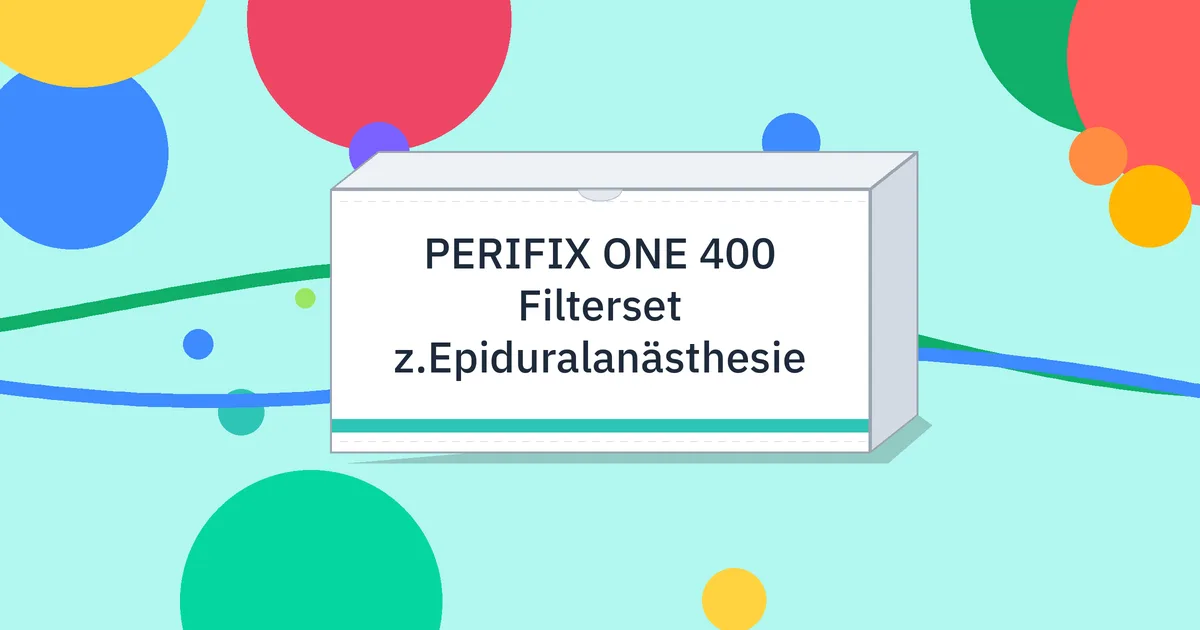 Symbolbild: Packung mit der Aufschrift PERIFIX ONE 400 Filterset z.Epiduralanästhesie (PZN 06854795) – Verfügbarkeit und Bezug in Apotheken in Frankfurt am Main