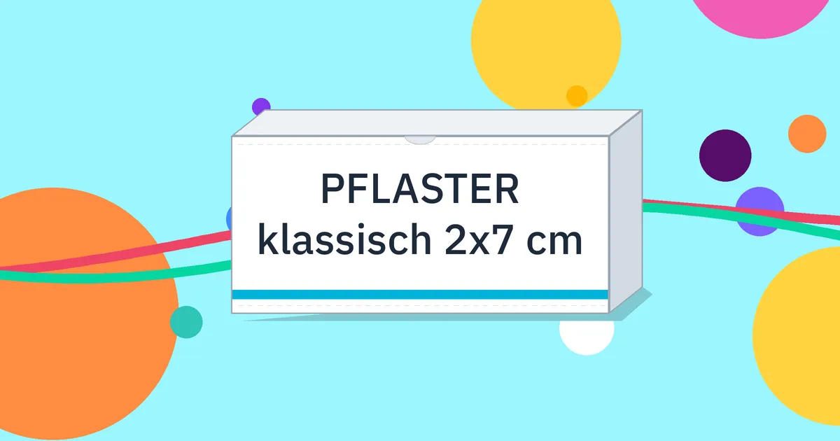 Symbolbild: Packung mit der Aufschrift PFLASTER klassisch 2x7 cm (PZN 07566101) – Verfügbarkeit und Bezug in Apotheken in Frankfurt am Main