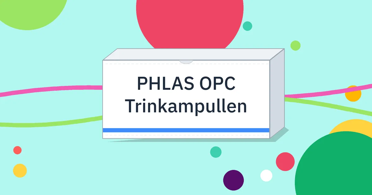 Symbolbild: Packung mit der Aufschrift PHLAS OPC Trinkampullen (PZN 20618073) – Verfügbarkeit und Bezug in Apotheken in Frankfurt am Main