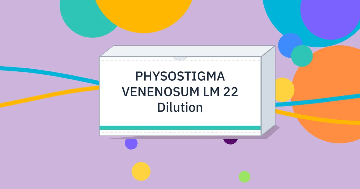 Symbolbild: Packung mit der Aufschrift PHYSOSTIGMA VENENOSUM LM 22 Dilution (PZN 13035460) – Verfügbarkeit und Bezug in Apotheken in Frankfurt am Main