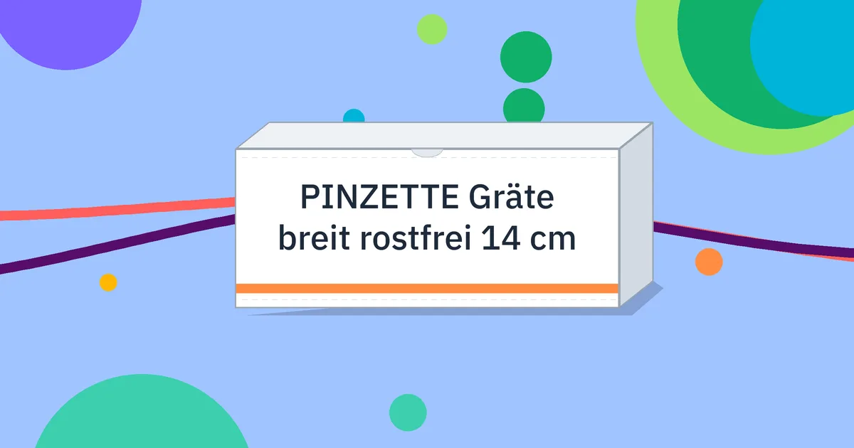 Symbolbild: Packung mit der Aufschrift PINZETTE Gräte breit rostfrei 14 cm (PZN 03075783) – Verfügbarkeit und Bezug in Apotheken in Frankfurt am Main