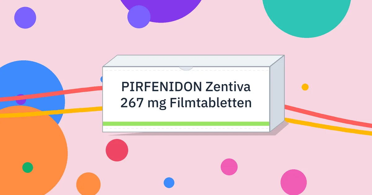 Symbolbild: Packung mit der Aufschrift PIRFENIDON Zentiva 267 mg Filmtabletten (PZN 18190544) – Verfügbarkeit und Bezug in Apotheken in Frankfurt am Main