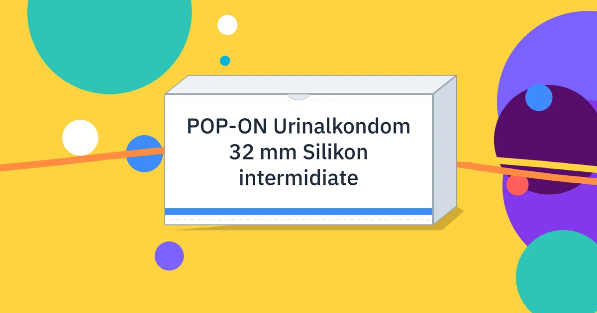 Symbolbild: Packung mit der Aufschrift POP-ON Urinalkondom 32 mm Silikon intermidiate (PZN 11136688) – Verfügbarkeit und Bezug in Apotheken in Frankfurt am Main