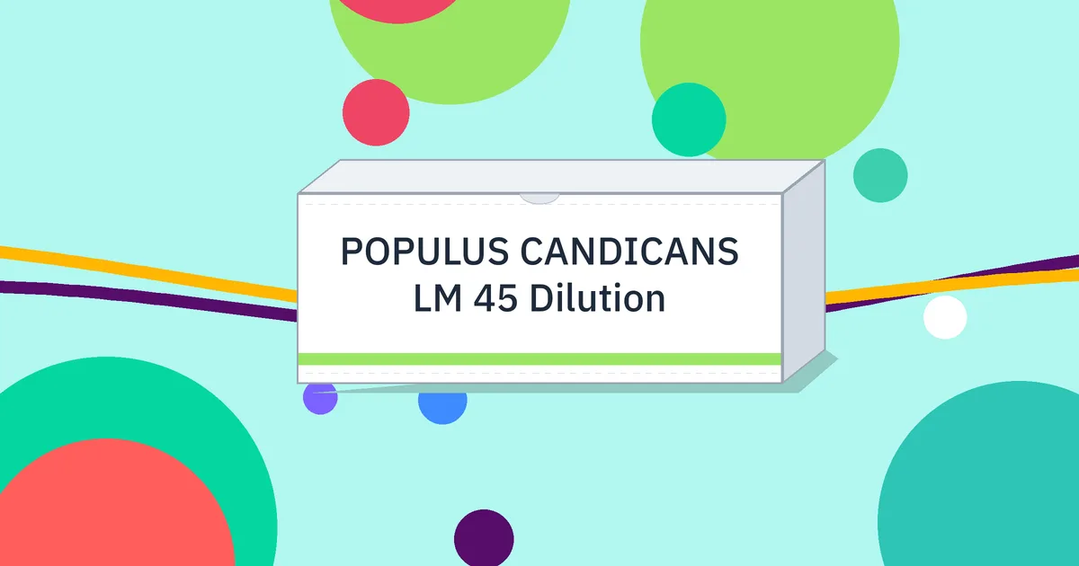 Symbolbild: Packung mit der Aufschrift POPULUS CANDICANS LM 45 Dilution (PZN 13664523) – Verfügbarkeit und Bezug in Apotheken in Frankfurt am Main
