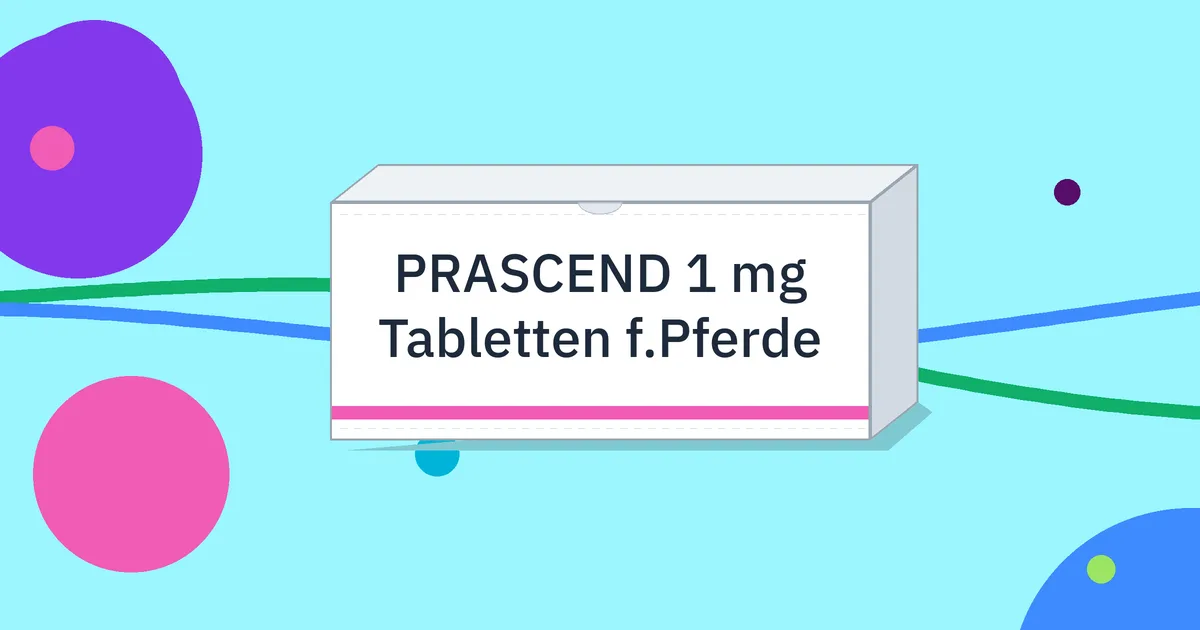 Symbolbild: Packung mit der Aufschrift PRASCEND 1 mg Tabletten f.Pferde (PZN 07578363) – Verfügbarkeit und Bezug in Apotheken in Frankfurt am Main