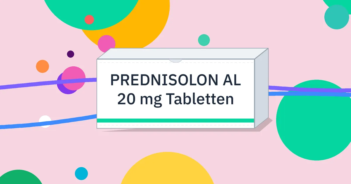 Symbolbild: Packung mit der Aufschrift PREDNISOLON AL 20 mg Tabletten (PZN 04216085) – Verfügbarkeit und Bezug in Apotheken in Frankfurt am Main