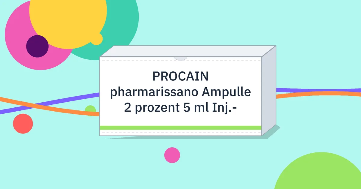 Symbolbild: Packung mit der Aufschrift PROCAIN pharmarissano Ampulle 2 prozent 5 ml Inj.- (PZN 18672958) – Verfügbarkeit und Bezug in Apotheken in Frankfurt am Main