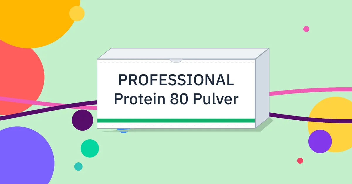 Symbolbild: Packung mit der Aufschrift PROFESSIONAL Protein 80 Pulver (PZN 06959258) – Verfügbarkeit und Bezug in Apotheken in Frankfurt am Main