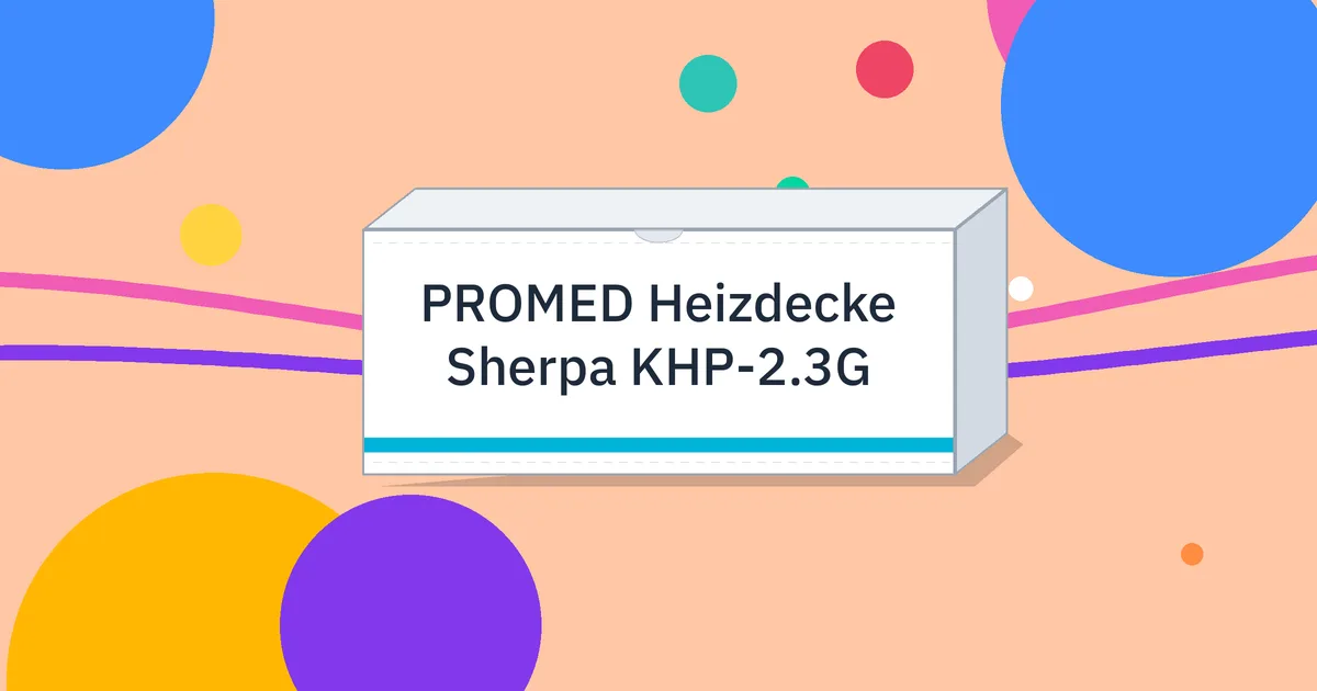 Symbolbild: Packung mit der Aufschrift PROMED Heizdecke Sherpa KHP-2.3G (PZN 18268499) – Verfügbarkeit und Bezug in Apotheken in Frankfurt am Main