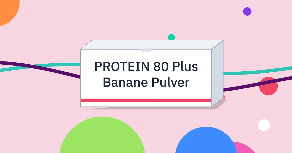 Symbolbild: Packung mit der Aufschrift PROTEIN 80 Plus Banane Pulver (PZN 02238295) – Verfügbarkeit und Bezug in Apotheken in Frankfurt am Main