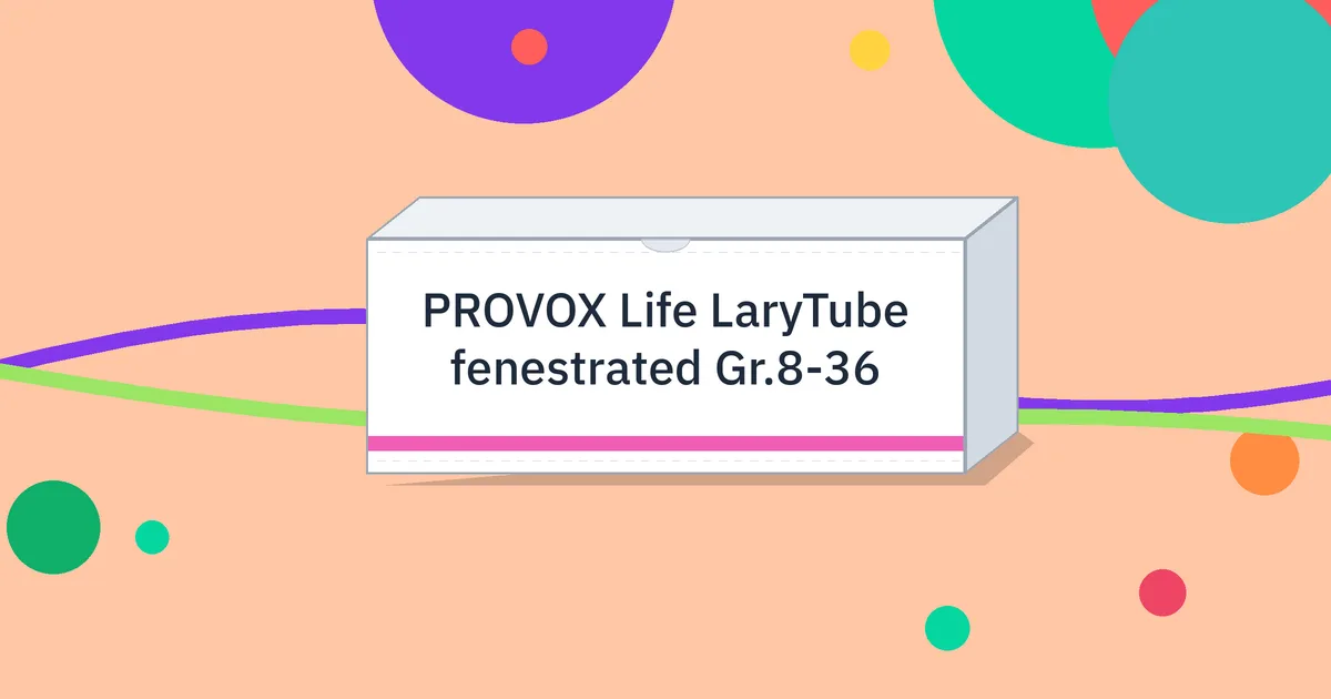 Symbolbild: Packung mit der Aufschrift PROVOX Life LaryTube fenestrated Gr.8-36 (PZN 19625228) – Verfügbarkeit und Bezug in Apotheken in Frankfurt am Main