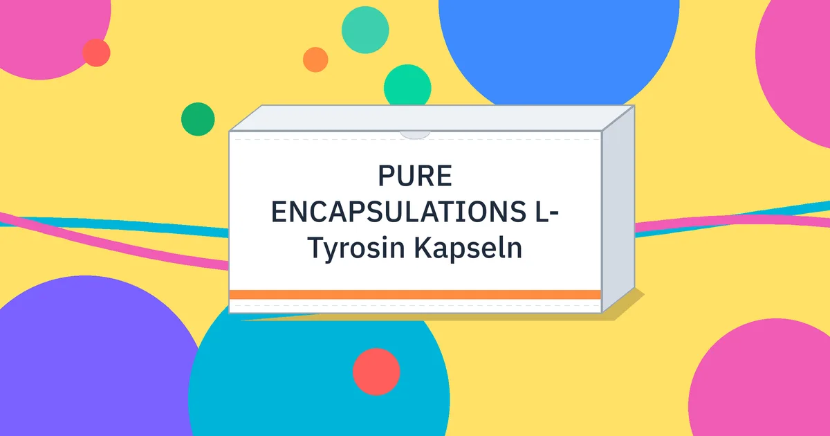 Symbolbild: Packung mit der Aufschrift PURE ENCAPSULATIONS L-Tyrosin Kapseln (PZN 02823912) – Verfügbarkeit und Bezug in Apotheken in Frankfurt am Main