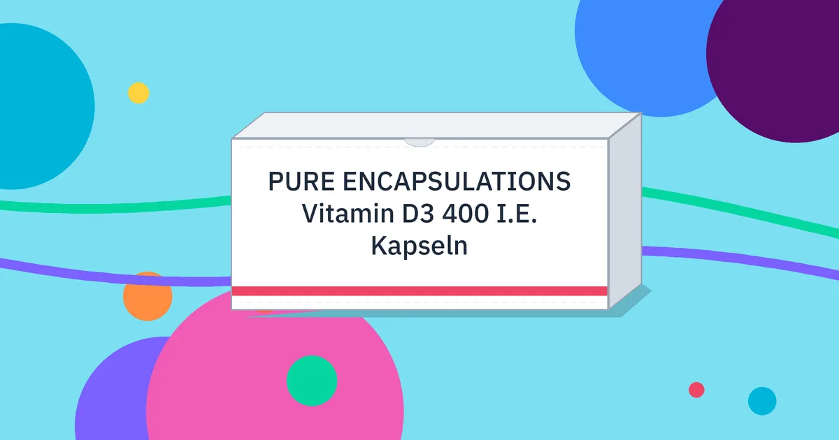 Symbolbild: Packung mit der Aufschrift PURE ENCAPSULATIONS Vitamin D3 400 I.E. Kapseln (PZN 05455521) – Verfügbarkeit und Bezug in Apotheken in Frankfurt am Main