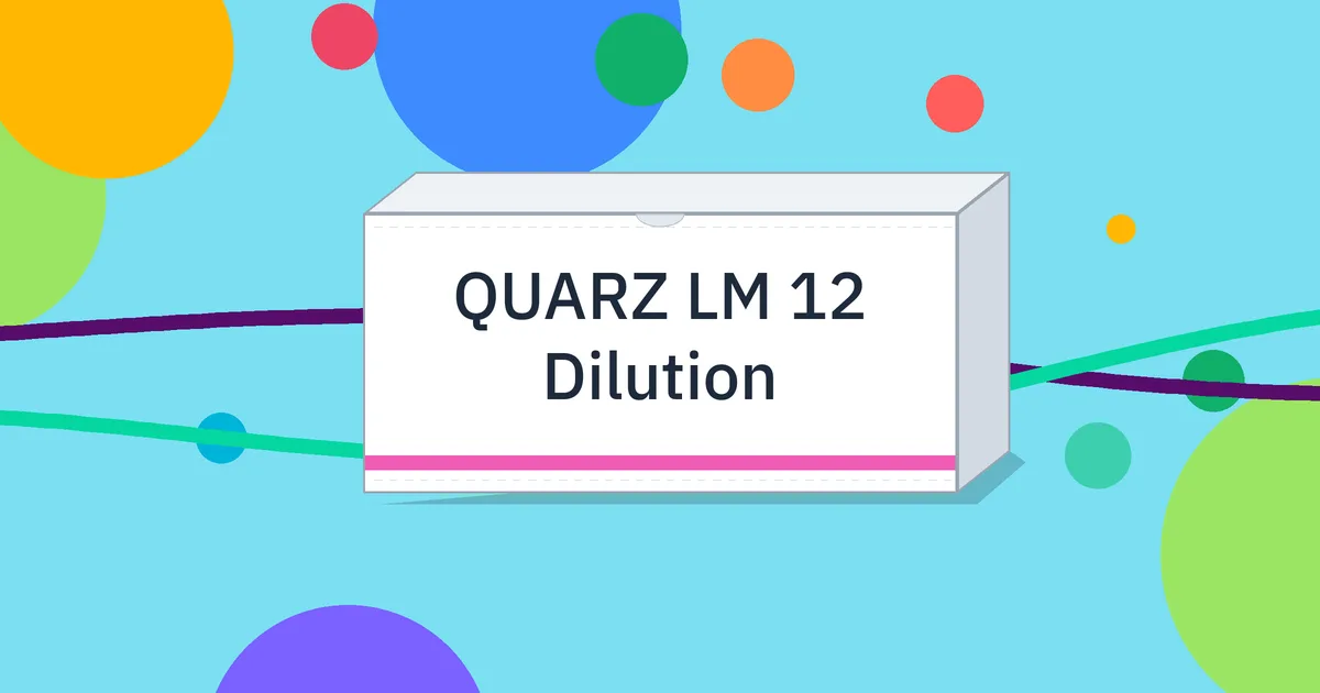 Symbolbild: Packung mit der Aufschrift QUARZ LM 12 Dilution (PZN 13045435) – Verfügbarkeit und Bezug in Apotheken in Frankfurt am Main